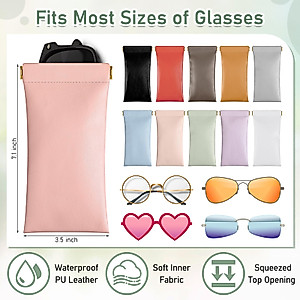 Kanayu 20 Pack Soft Leather Sunglasses Pouch Case Squeeze Top Glasses Case Eyeglasses Pouch for Women Anti Scratch Sunglasses Bag, 10 Colors