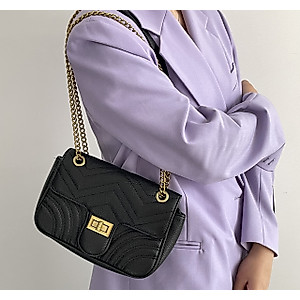 Seagloca 9.4" Women's PU Leather Quilted GG Messenger Shoulder Bag Purse Chain Handbag Crossbody Bag (White