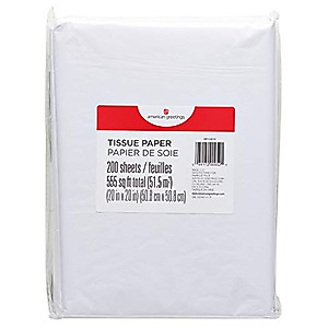 American Greetings Bulk White Tissue Paper For Birthdays, Easter, Mother's Day, Father's Day, Graduation and All Occasions (200-Sheets)