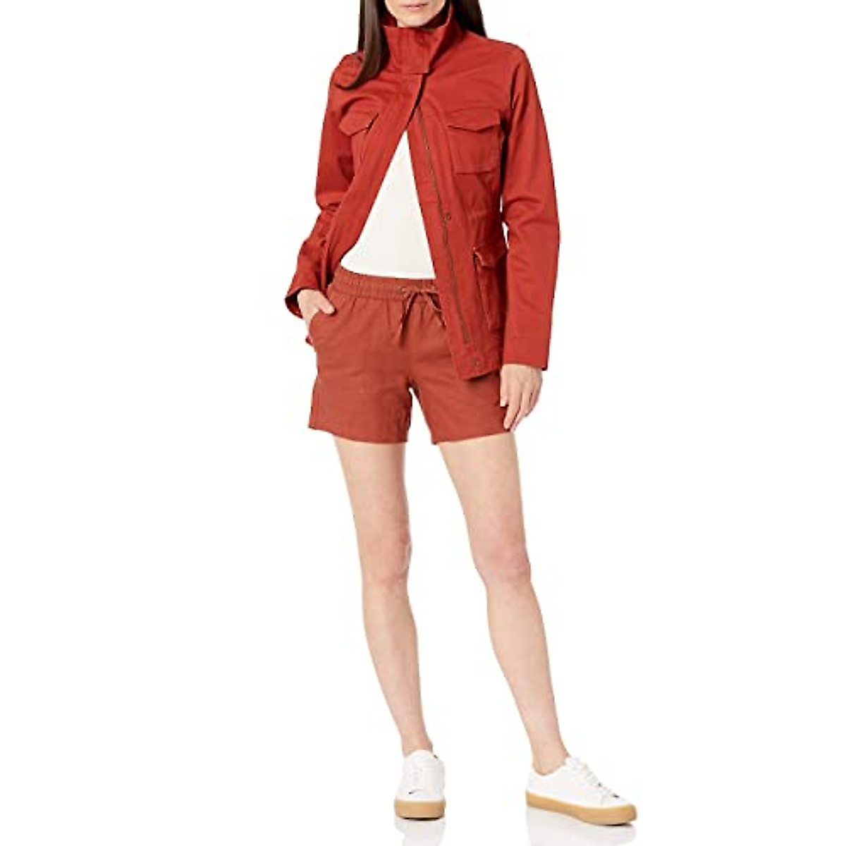 Amazon Essentials Women's 5" Inseam Drawstring Linen Blend Short (Available in Plus Size), Terracotta, 2X