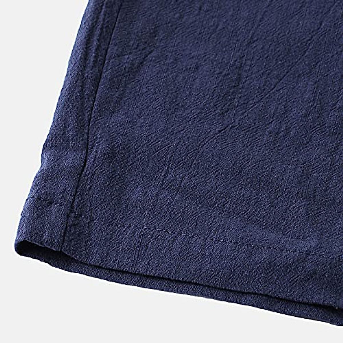 Linen Shorts Men's Classic-Fit Drawstring Elastic Waist Pleat Front Shorts with Pocket, 5/7 Inch Inseam, Navy XL
