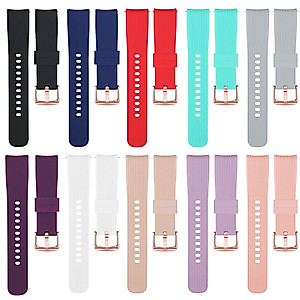 TECKMICO 10PCS bands Compatible with Galaxy Watch(42mm)/Galaxy Watch 3(41mm),20mm Replacement Bands for Galaxy Watch 3(41mm) with Rose Gold Watch Buckle(NO watch)