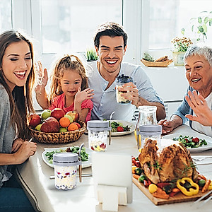 LEFIMOT Overnight Oats Containers with Lids, Spoons, 4 Pack Oats Jars 12 oz Reusable Large Capacity Airtight Oatmeal Container with Measurement Marks for Cereal Yogurt, Milk, Salads, Fruit(Grey)