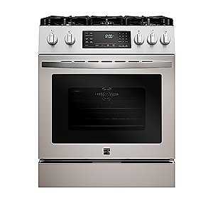 Kenmore Front Control Gas Range Oven with 5 Cooktop Burners, True Convection, Steam and Self Clean, Freestanding Stainless Steel Stove and Oven, 4.8 cu. ft. Capacity