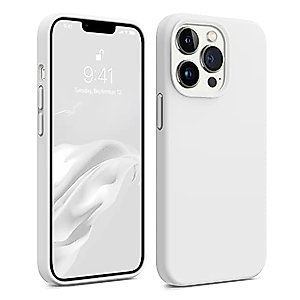 AOTESIER Shockproof Designed for iPhone 13 Pro Case, Liquid Silicone Phone Case with [Soft Anti-Scratch Microfiber Lining] Drop Protection 6.1 inch Slim Thin Cover（White）