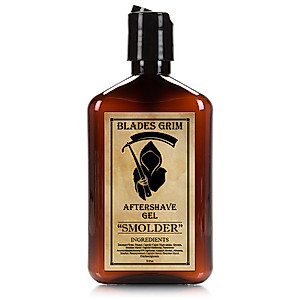 The Blades Grim – Aftershave Gel, Handmade in the USA (Smolder, 8.45oz)