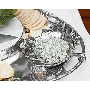 Arthur Court Designs Aluminum Grape 5-Piece Entertainment Cheese Chip and Dip Tray - Two Bowls, Spreader, Marble, Tray 20 inch x 13 inch