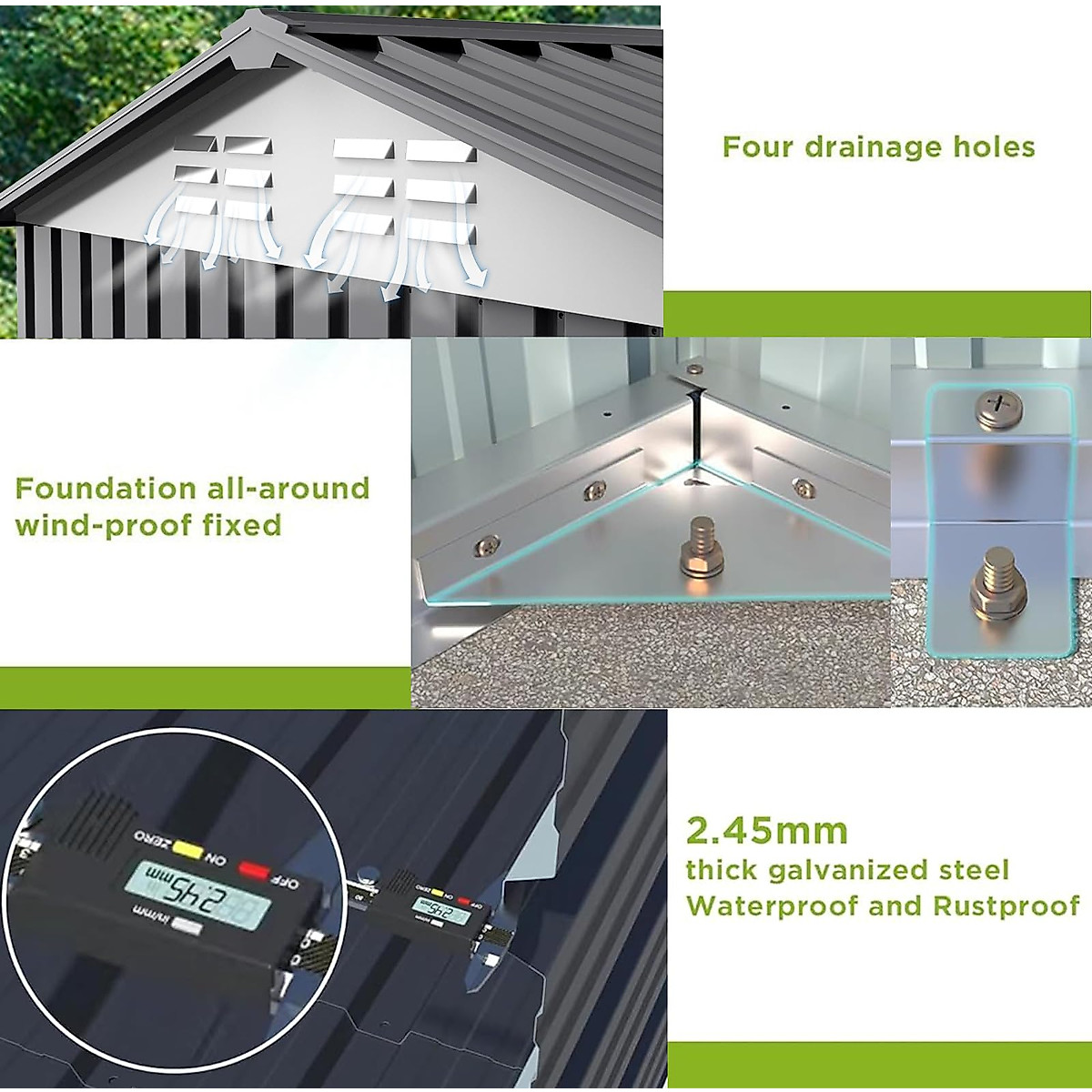 Large Metal Outdoor Storage Shed, 6 x 8 Ft, with Window, Galvanized Steel, Gray, for Backyard Garden Tools