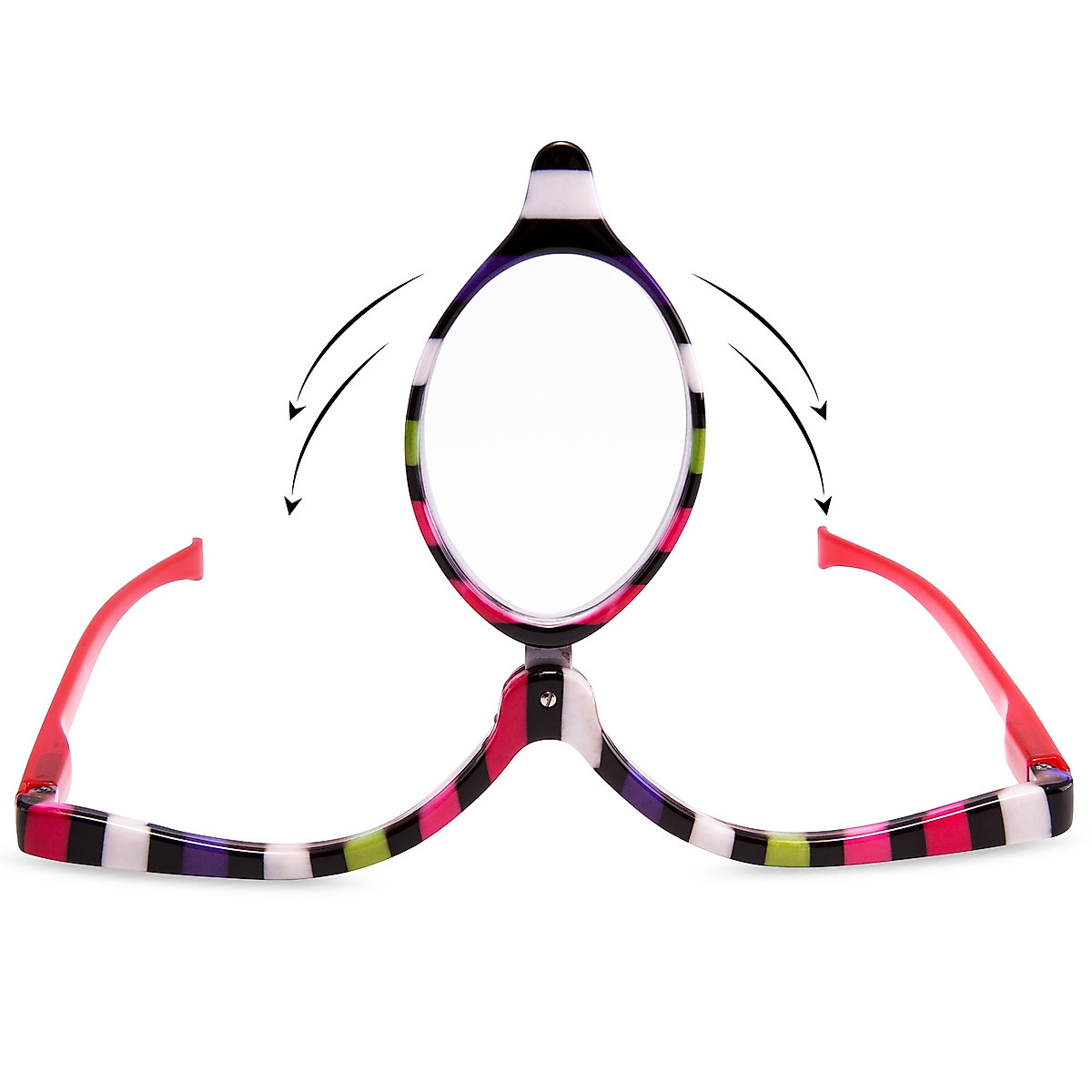 EYEGUARD Readers 2 Pack Magnifying Makeup Glasses Eye Make Up Spectacles Flip Down Lens Folding Cosmetic Womens Reading Glasses +2.50