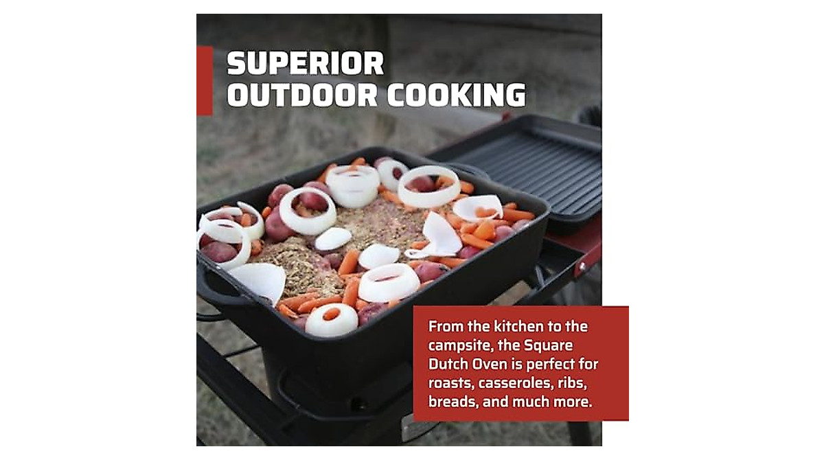 Camp Chef Square Dutch Oven - 13-inch Cast Iron with Seasoned Finish