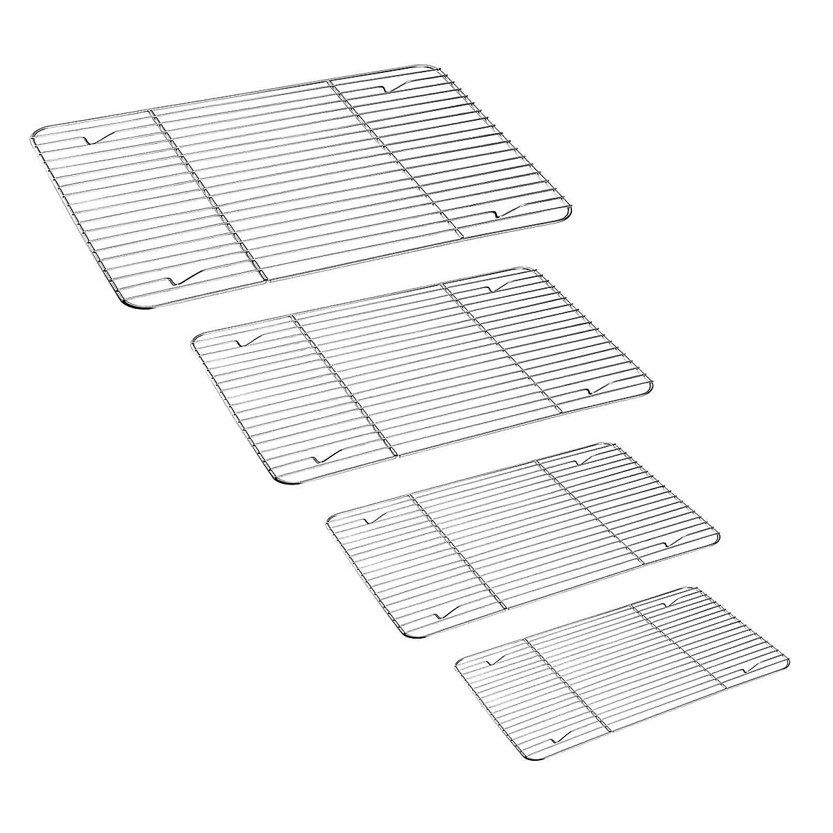 TeamFar Cooling Rack Set of 4, Roasting Baking Racks Stainless Steel for Baking Sheet Toaster Oven Pan, Healthy & Rust Free, Mirror Finish & Dishwasher Safe …