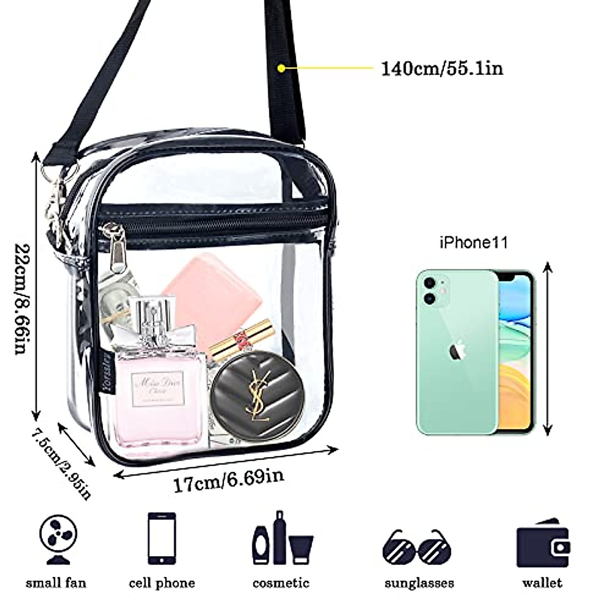 KETIEE Clear Crossbody Bag, Stadium Approved Clear Purse Bag for Concerts Sports Events Festivals