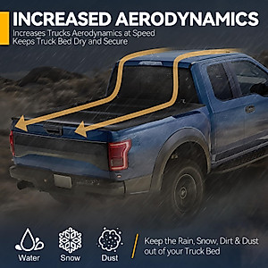 Auto Dynasty [New Upgrade Model] FRP Hard Solid Tri-Fold Adjustable Truck Tonneau Cover Compatible with Ford F150 6.5Ft Fleetside Short Bed 2004-2014, Black Powdercoated