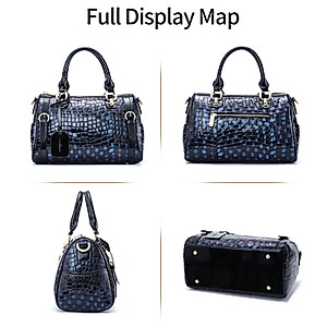 FEIMINA High-End Genuine Leather Shoulder Bag for Women, Stylish Handbag for Ladies, Refined Tote Purse, Crossbody Bag (Blue)