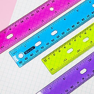BAZIC Jeweltones Color Plastic Ruler 12" (30cm), Inches Centimeter Metric Measuring Rulers (4/Pack), 1-Pack