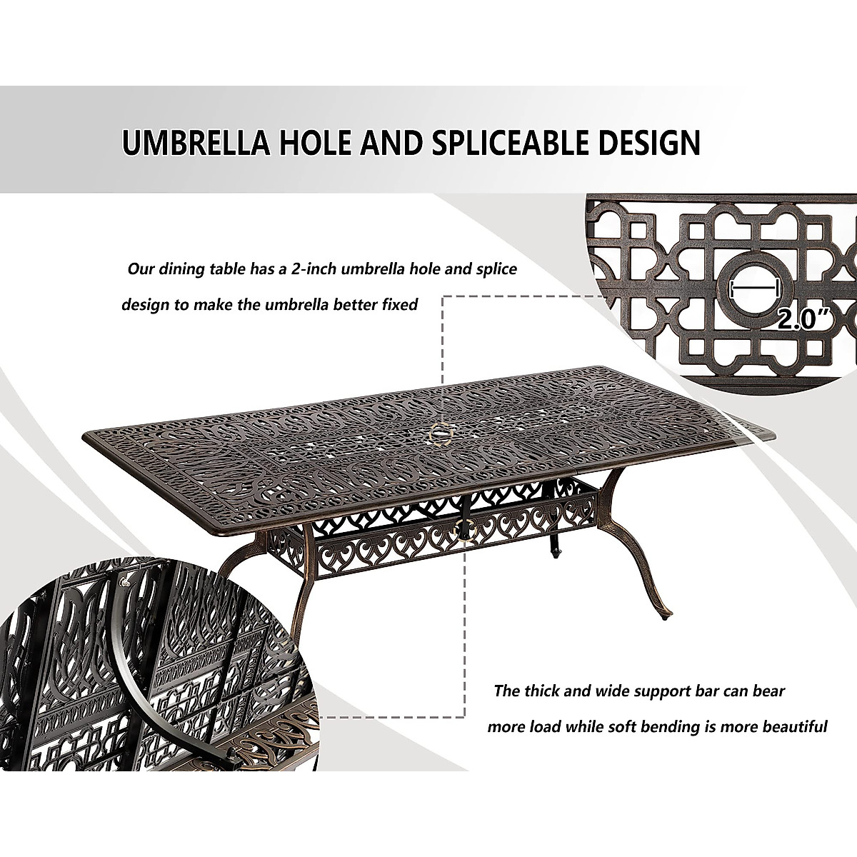 Grepatio 9 Piece Cast Aluminum Patio Furniture Set Outdoor Dining Set Bistro Furniture Set with 8 Armchairs and Dining Table, 8 Cushions for Backyard Garden Poolside (8 Grid Chairs)