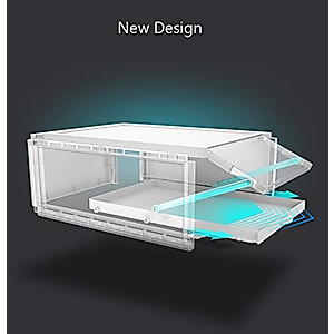 Plastic Pull Shoe Storage Box Clear Stackable Shoes Boxes Cabinet Organizer Flip Drawer (Grey 3 PCS Set)