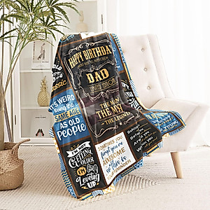 Dad Birthday Gift Blanket 60" X 50", Birthday Gifts for Dad from Daughter, Dad Gifts for Birthday, Father Birthday Gifts Ideas, Daddy Birthday Gifts from Son, Happy Birthday Dad Gifts from Kids