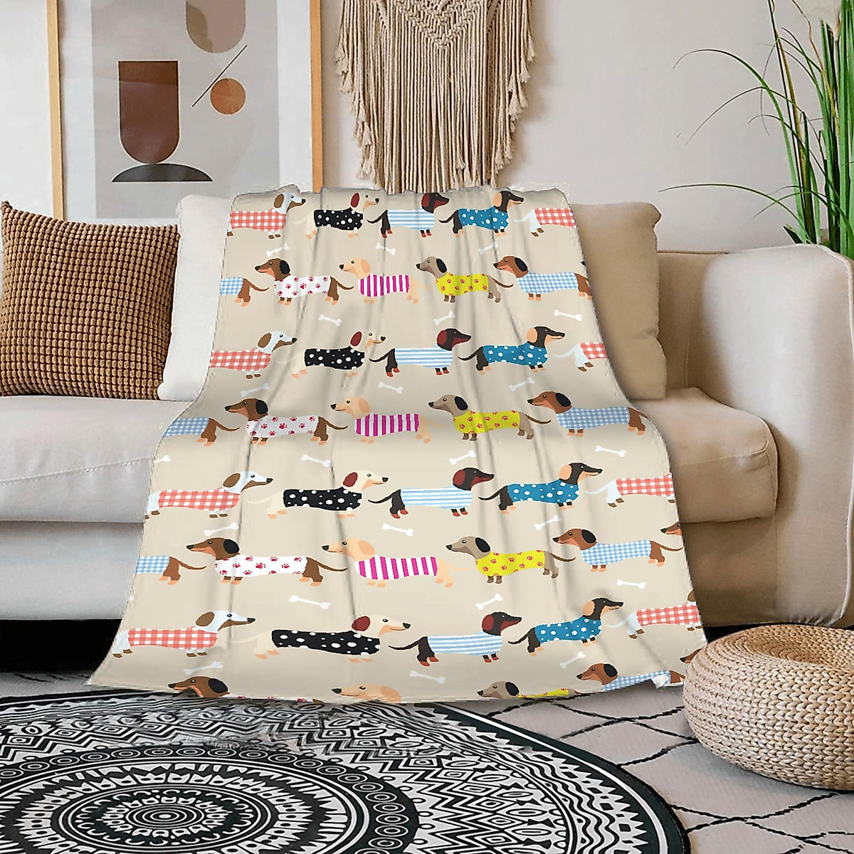 Dachshunds Blanket for Boys Girls, Baby Blanket is Super Soft and Warm, Cute Blanket for Sofa Bedroom Living Room, All Season Use, A Great Choice for Gifts 60"x80"for Adult