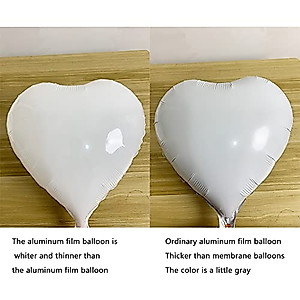 FVCENT Heart Foil Balloon | 30 Stück 18-inch Heart Helium Balloons Heart-shaped Foil Balloons Suitable for Birthday Wedding Bridal Valentine's Day Mother's Day Party (White)