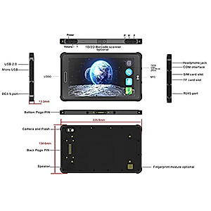 Sincoole Rugged Tablet, 8" IP67 Water Resistant Android 11 Rugged Tablet with Octa-Core CPU (RAM/ROM 4GB+64GB)