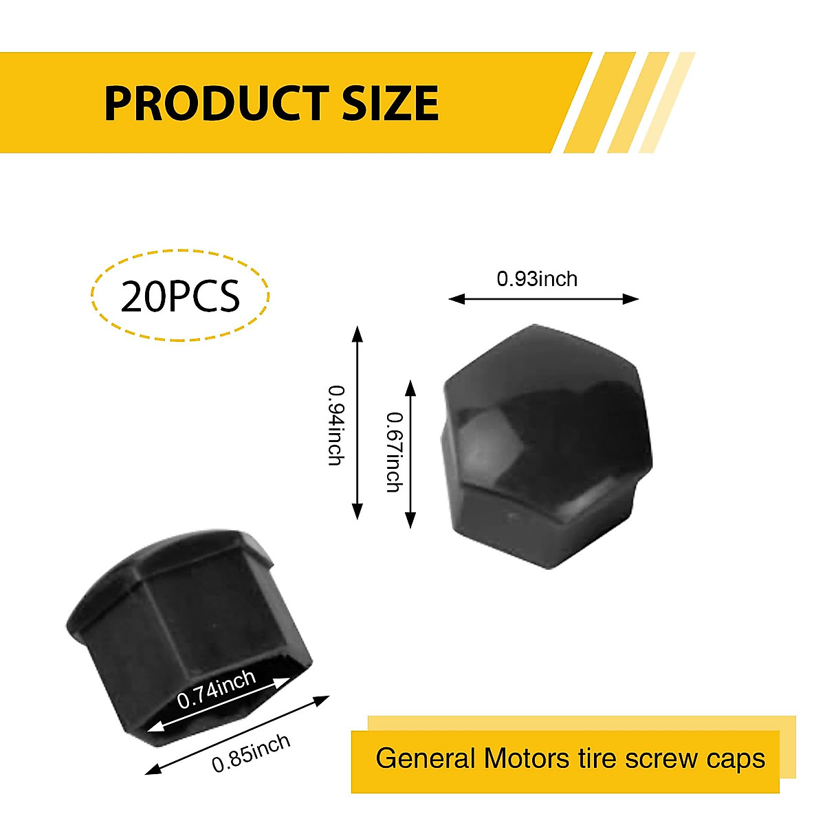 UGSHY 20 PCS Car Hub Protective Cap, 0.75"/19mm Plastic Nylon Anti-Rust Dustproof Tire Screw Cap with Extraction Clip, Anti-Theft Bolt Lug Nut Cover, Universal Decoration Accessories for Cars (Black)