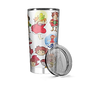 Insulated Tumbler Stainless Steel 20oz 30 Oz Ponyo Coffee Cup Cold Hot Coffee Tea Cup Wine Iced Tea Cup Hot Funny Travel Cups Travel Mug Suit For Home Office Travel