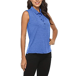 AIRIKE Golf Polo Shirts for Women Sleeveless Summer Sports Athletic Fashionable Workwear-Quick Dry Womens Tank Tops B-Blue