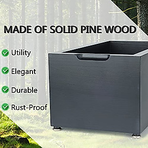 Kitchen Countertop Pine Wood Compost Bin, Stainless Steel Smell Proof Anti-Rust Insert with Lid and Pine Wood Box - 1.6 Gal (Gray)