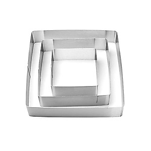 KUAXIE Square Cake Mold Ring Set-4/6/8 Inch Stainless Steel Square Cutter Pancake Mold(3pcs/Set,Silver)