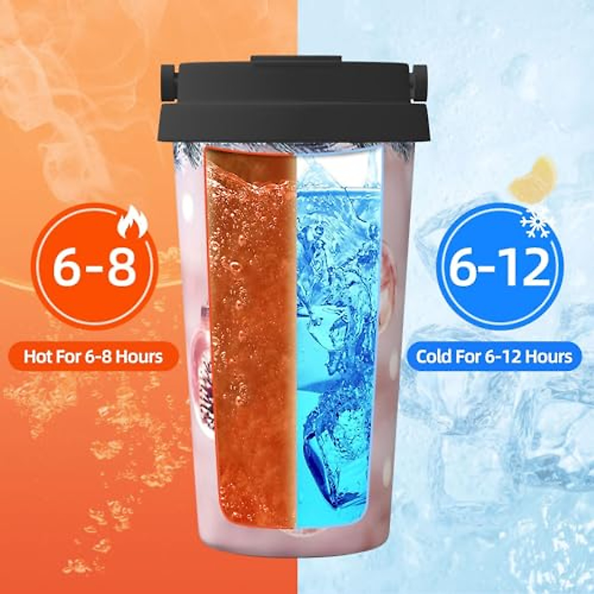 WANGXUEE Red Christmas Ball Print 500ml Stainless Steel Travel Tumbler Double Wall Vacuum Insulated Coffee Mug