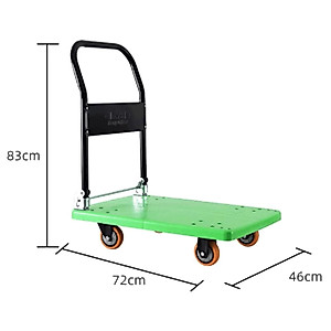 Platform Truck Flatbed Cart Four-Wheel Platform Truck Metal Flat Handtruck Load 440 Lbs Folding Push Cart Lightweight Moving Dolly Cart Reliable