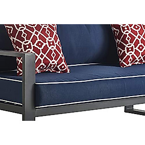 Tommy Hilfiger Monterey Modern Patio Outdoor Furniture Collection, Weather Resistant, Metal Frame, Sofa, Navy Blue & Dark Gray