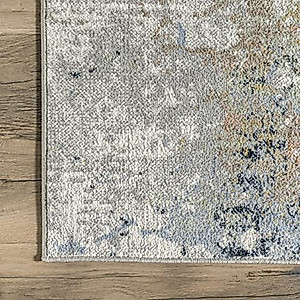 nuLOOM Luca Abstract Splatter Machine Washable Area Rug, 7' 10" x 10', Beige