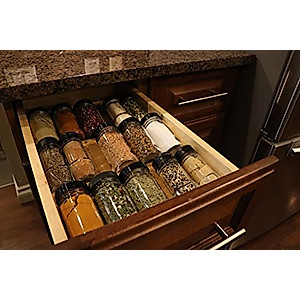 Bamboo Spice Rack Drawer Organizer - 10 in Width - Interlocking Low Profile Pieces with Anti-Slip Tape - Combine or Split Sets for Two Separate Drawers or Different Size Drawers