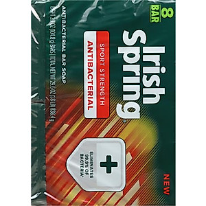 Irish Spring Antibacterial Bar Soap, Body and Hand Soap Bar Washes Away Bacteria, 3.7 Ounce, 8 Bars