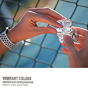 wenew Protective Airpods Case Cover Designed for Apple Airpods 2 & 1, Cute Fadeless Patterns Shockproof Hard Case Cover with Portable Keychain Clip for Girls Kids Women Men