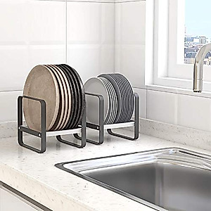 KODENG Kitchen Cabinet Storage Shelves Plates Dishes Chopping Board Storage Rack Bowl Cup Holder Multifunction Kitchen Closet Organizer (S)