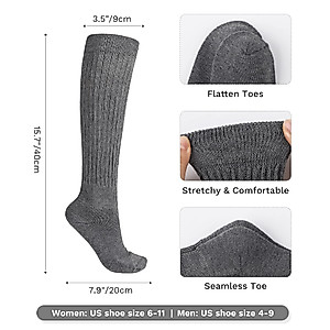 JOCMIC Slouch Socks for Women, Extra Long Women Scrunch Socks, White Stacked Socks Size 6-11 Grey
