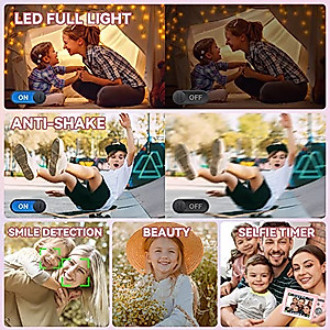 Digital Camera, Bofypoo Autofocus Kids Vlogging Camera FHD 1080P 48MP with 32GB Memory Card, 16X Zoom Point and Shoot Digital Camera, Compact Camera for Teens,Beginners