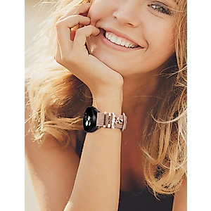 W-RARA Glamorous Decorative Ring Loops Watch Band, Compatible with Samsung Galaxy Watch 5 & 4, Stainless Steel, 20mm Lug Width, 42mm-46mm Case Size