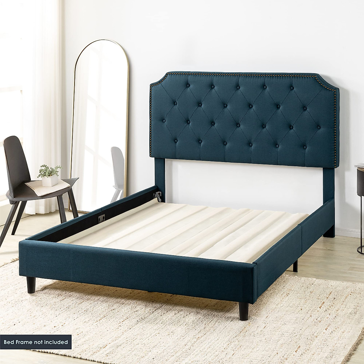 Mellow Fabric Covered Wood Slats, Bunkie Board Mattress Support, Box Spring or Bed Slat Replacement, Queen, Beige