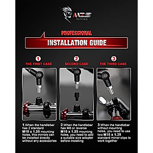 MZS Motorcycle Mirrors, Foldable Adjustment Rear View Mirror 8mm 10mm Universal Handlebar Mount Round Compatible with Motorbike Adventure Dirt Street Bike ATV Quad Snowmobile Scooter Coolster Moped