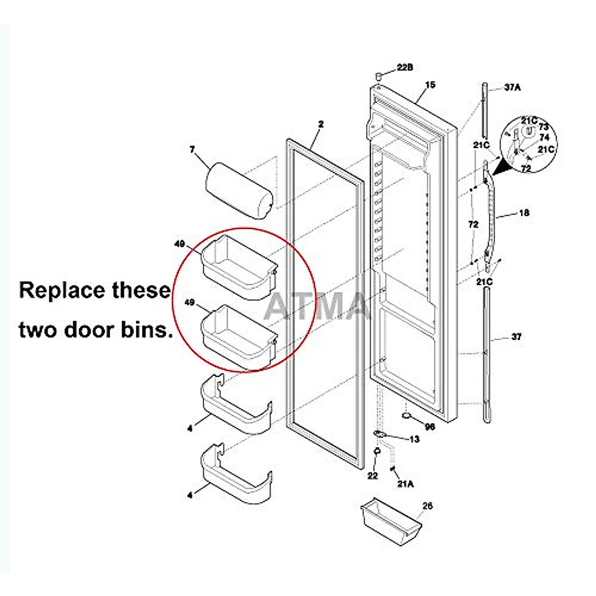 240356402 Clear Refrigerator Door Bin Side Shelf Compatible with Frigidaire Kenmore Electrolux Refrigerator Top shelf - Replaces AP2549958 PS430122 240430312 240356416 240356407-Pack of 1