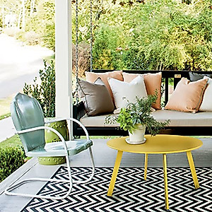 Grand patio Round Outdoor Coffee Table, Weather Resistant Metal Large Side Table for Balcony, Porch, Deck, Poolsid, Yellow