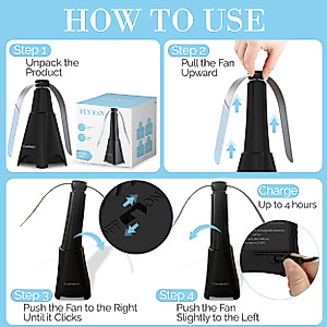 Fly Fans for Tables (4 PCS) - Soundless Fly Swatter Fan for Outdoor Restaurant, Marina, BBQ and Picnic