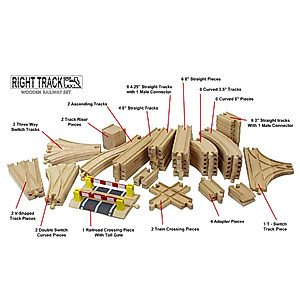 Right Track Toys Wooden Train Track Deluxe Set: 56 Premium Wood Pieces 100% Compatible with Thomas - All Tracks and No Fillers
