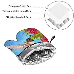 Spring Bird Hummingbird Oven Mitts and Pot Holders Sets 4 Piece Set Heat Resistant Non Slip Oven Mitts for Cooking Baking Grilling