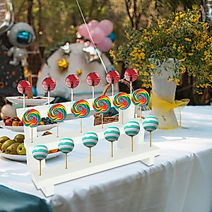 CertBuy 2 Pcs Wood Cake Pop Stand 3 Tier 17 Holes Cake Pop Holder Display Risers Fit 0.16" Wooden Lollipop Display Stand for Dessert Table of Wedding Birthday Party White