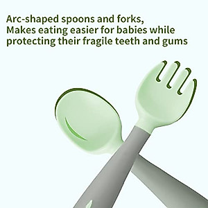 Baby Utensils Spoons Forks Sets with Travel Safe Case, Easy Grip Heat Resistant Bendable BPA Free Toddler Feeding Training Utensils Sets (2Pack,Green)